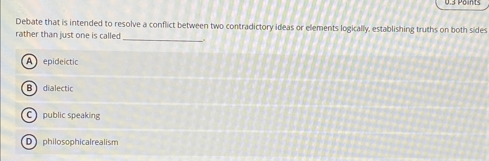 Solved Debate that is intended to resolve a conflict between | Chegg.com