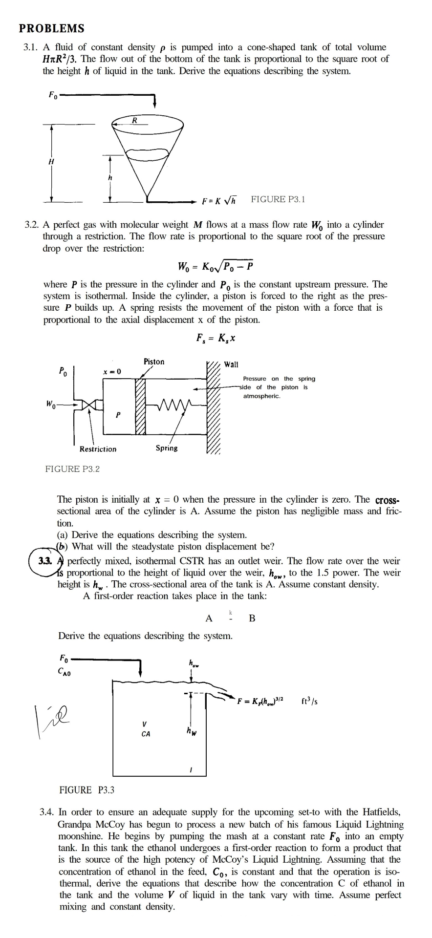PROBLEMS3.1. ﻿A fluid of constant density ρ ﻿is | Chegg.com