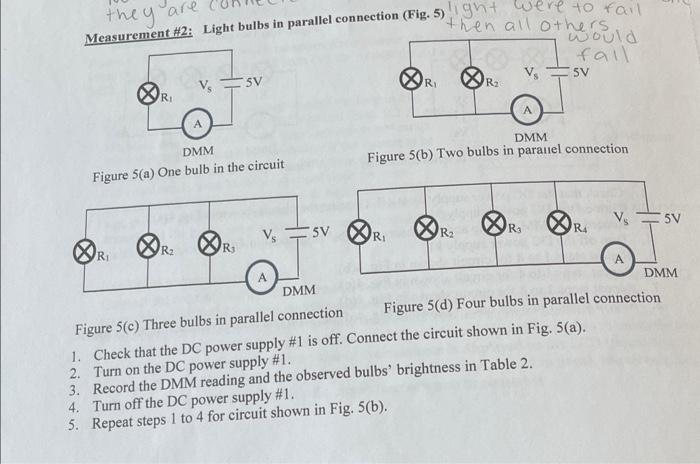 Solved Measurement \#2: Light bulbs in parallel connection | Chegg.com