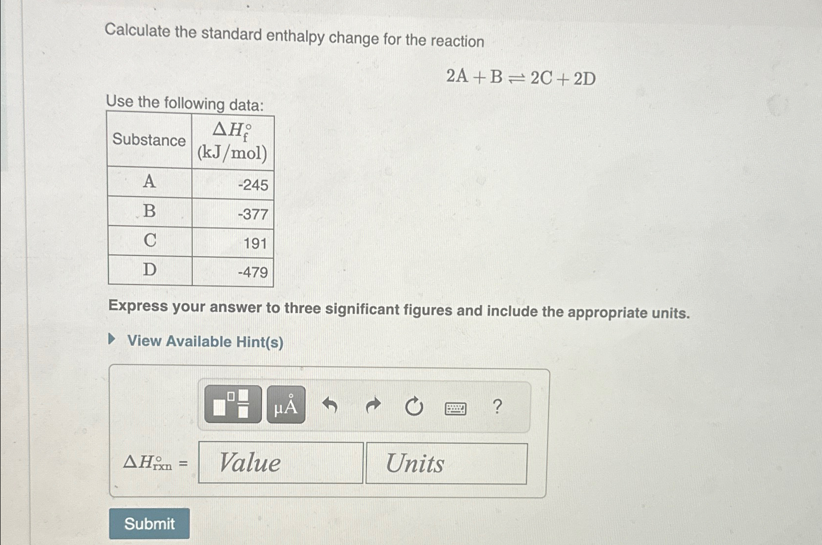 Solved Calculate the standard enthalpy change for the | Chegg.com