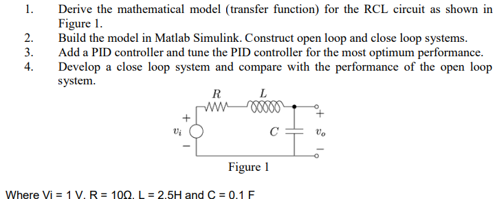 Solved 1. ﻿Derive the mathematical model (transfer function) | Chegg.com