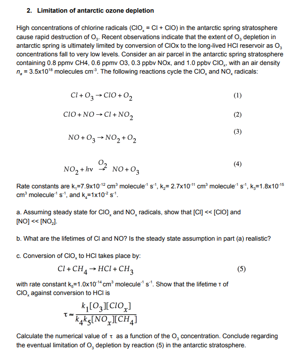 Solved Limitation of antarctic ozone depletionHigh | Chegg.com