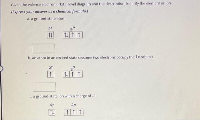 Solved Given The Valence Electron Orbital Level Diagram And 5482