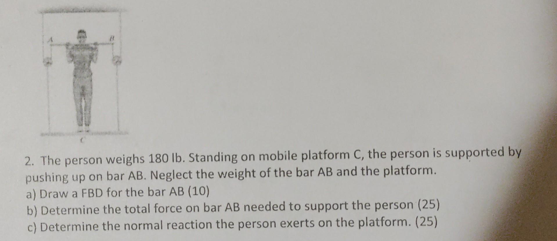 Solved 2. The person weighs 180lb. Standing on mobile | Chegg.com
