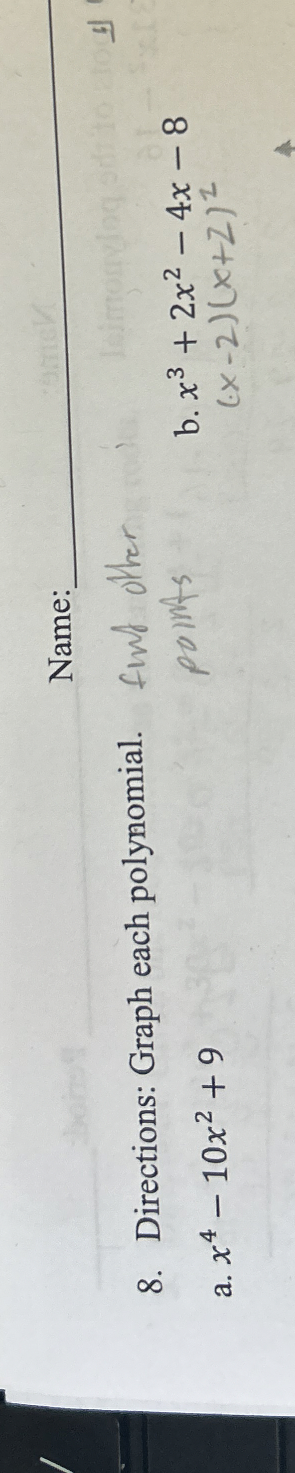 Solved Name:Directions: Graph each polynomial.find | Chegg.com
