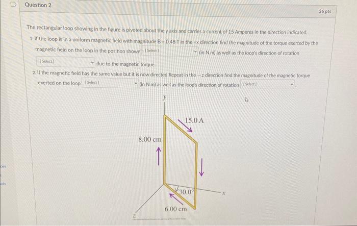 Solved The rectangular loop showing in the figure is pivoted | Chegg.com