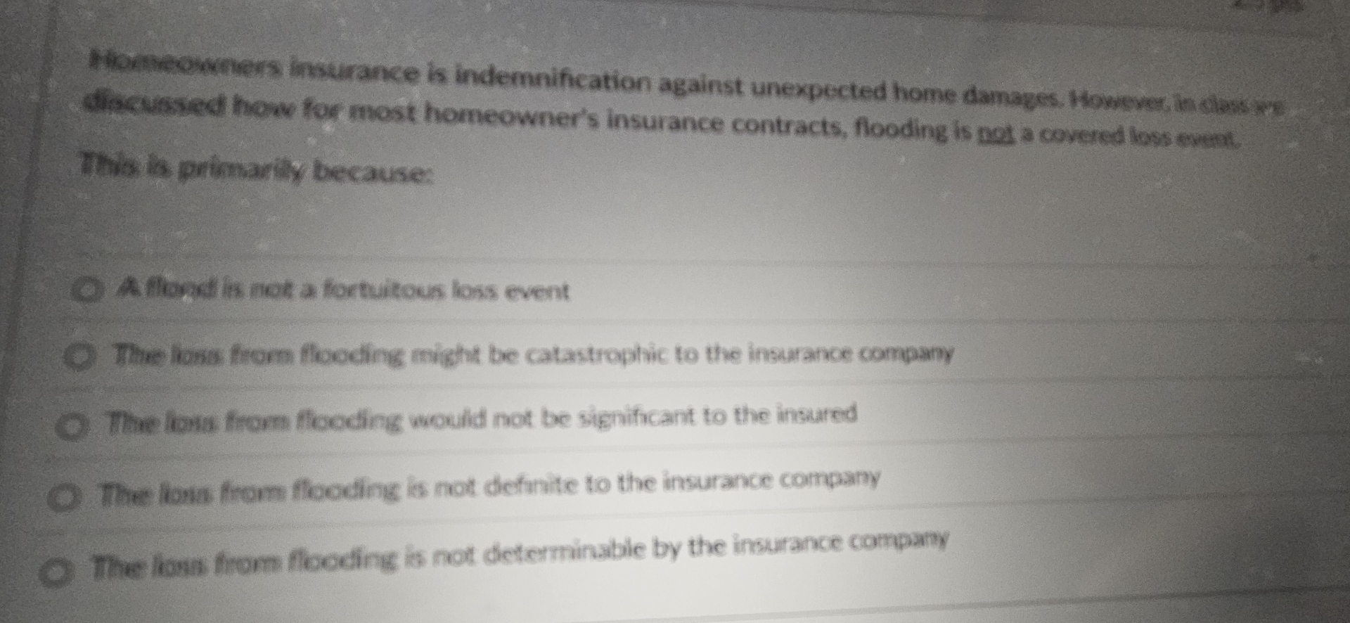 Solved Hortheowners insurance is indemnification against | Chegg.com