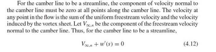 Solved The Camber line to be a streamline, the component of | Chegg.com