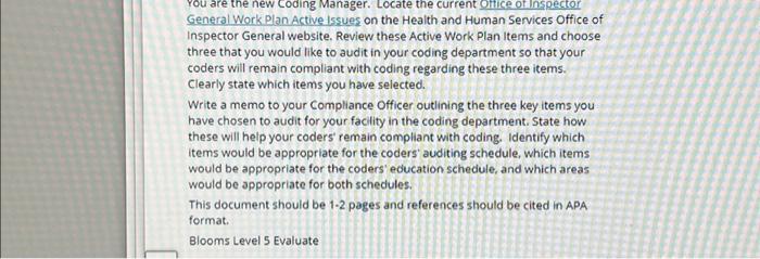 Solved You are the new Coding Manager. Locate the current | Chegg.com