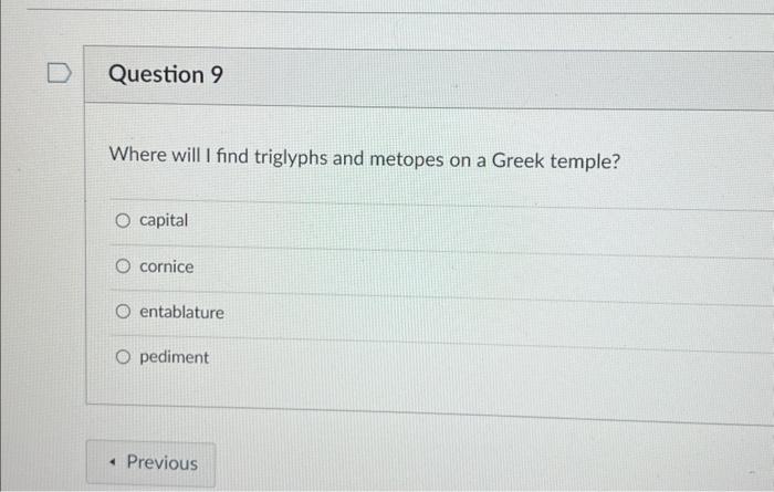 Solved Where will I find triglyphs and metopes on a Greek | Chegg.com