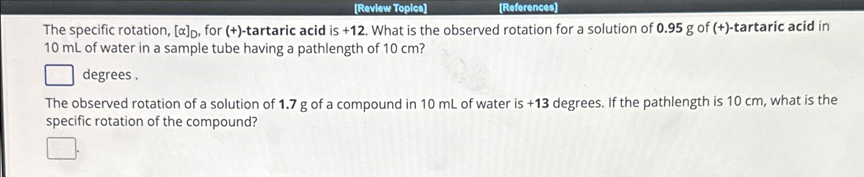 Solved [Review Topics][Roferences]The specific rotation, | Chegg.com
