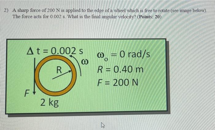 Solved 2) A sharp force of 200 N is applied to the edge of a | Chegg.com