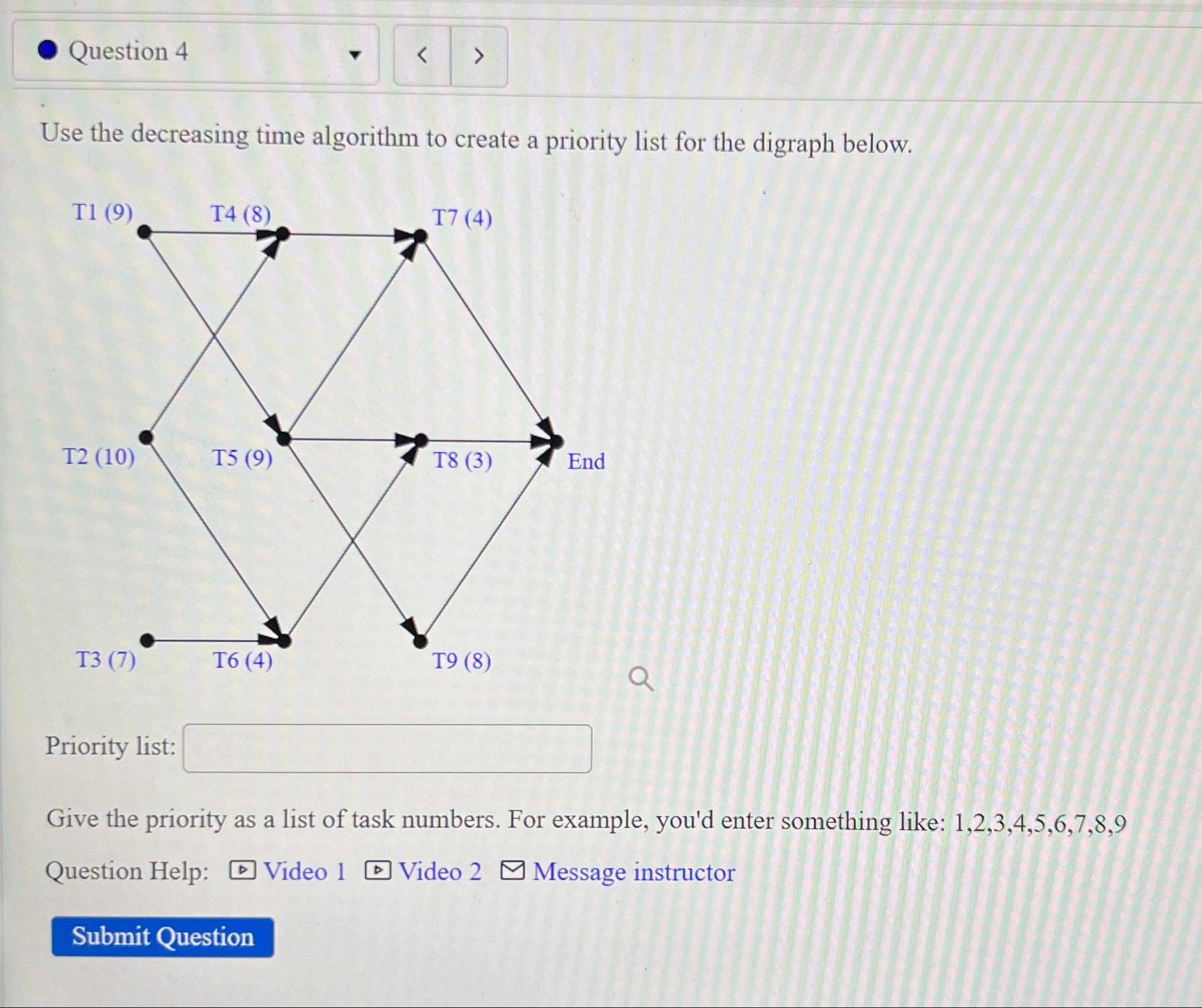 Solved Question 4Use the decreasing time algorithm to create | Chegg.com