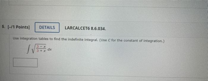 Solved 6. [-/1 Points] DETAILS LARCALCET6 8.6.034. Use | Chegg.com