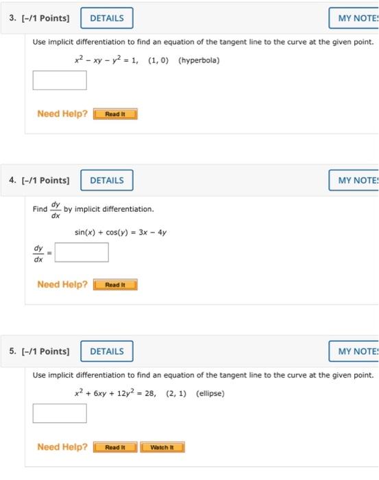 Solved Use implicit differentiation to find an equation of | Chegg.com