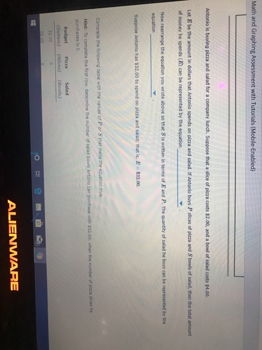 Solved Math and Graphing Assessment with Tutorials | Chegg.com
