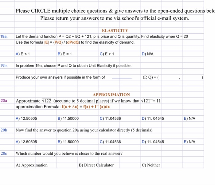 Solved Please CIRCLE multiple choice questions & give | Chegg.com