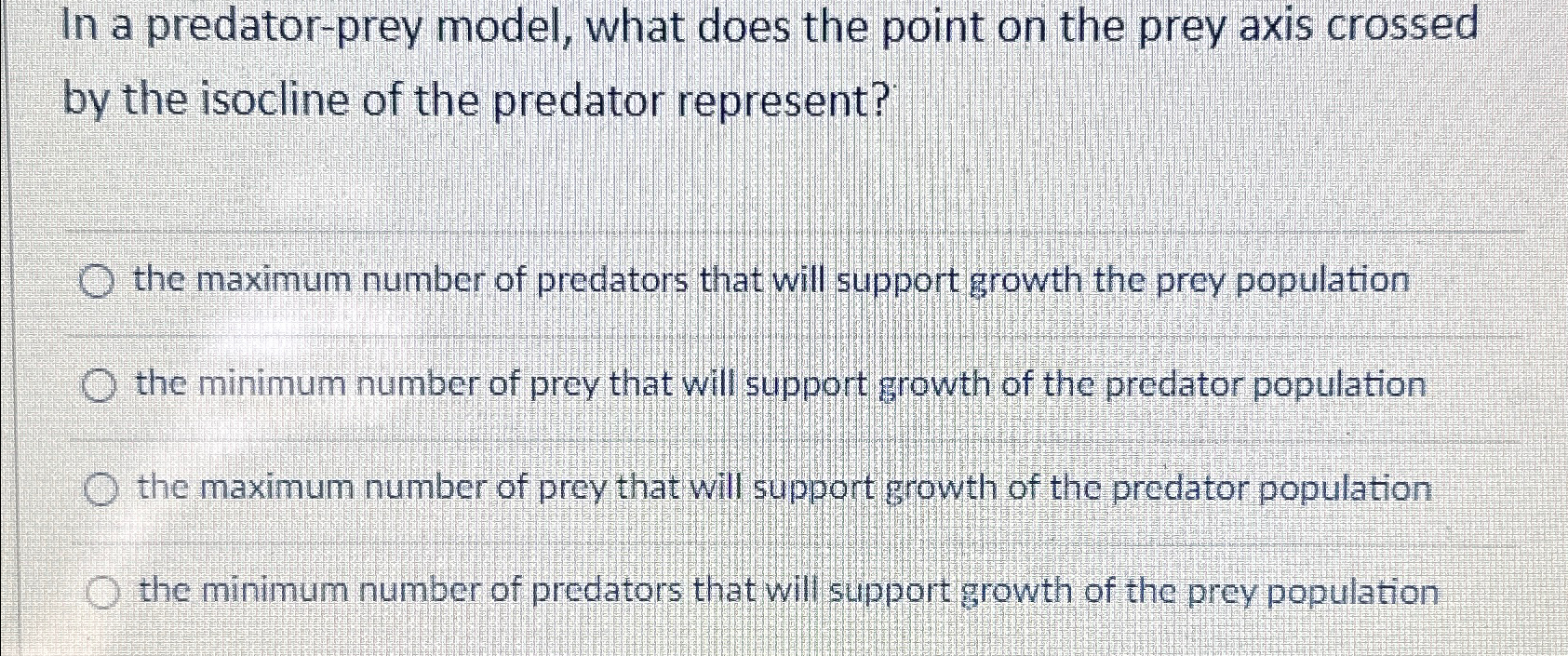Solved In a predator-prey model, what does the point on the | Chegg.com