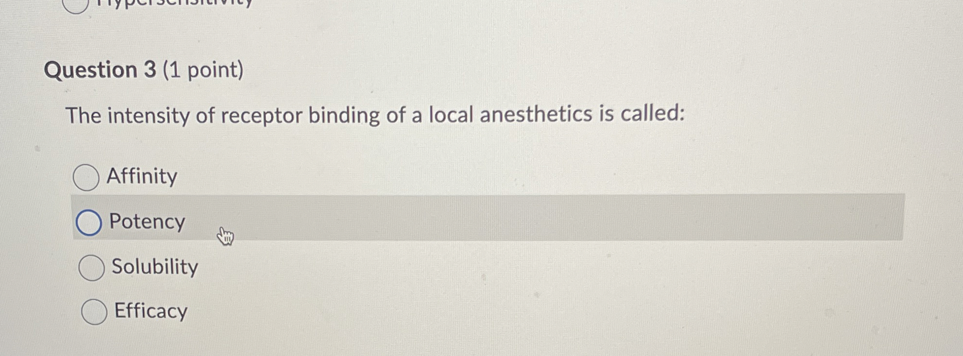 Solved Question 3 (1 ﻿point)The intensity of receptor | Chegg.com