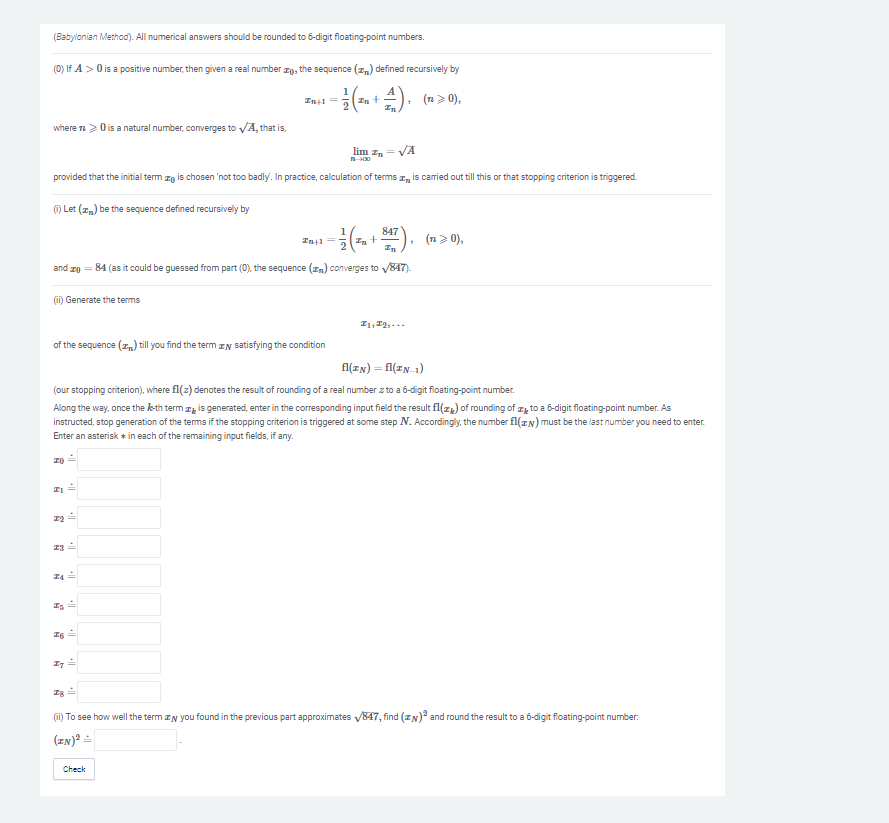 Solved (Babylonian Method). ﻿All numerical answers should be | Chegg.com