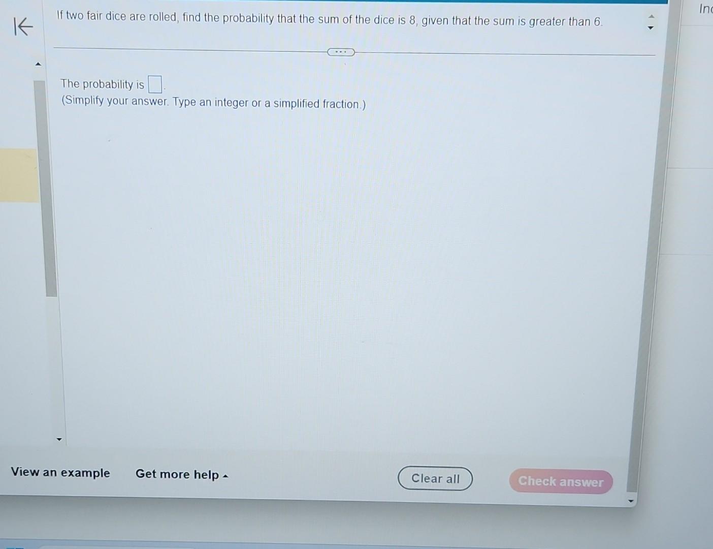 Solved If two fair dice are rolled, find the probability | Chegg.com