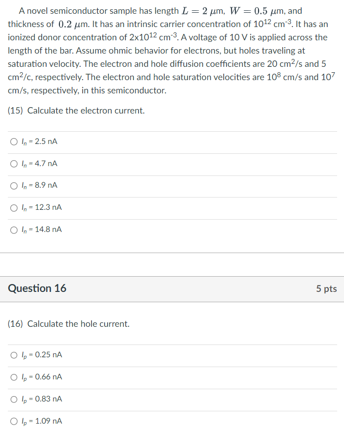 Solved A novel semiconductor sample has length | Chegg.com