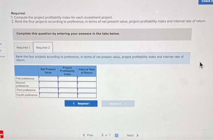 Solved Problem 12-21 Preference Ranking of Investment | Chegg.com