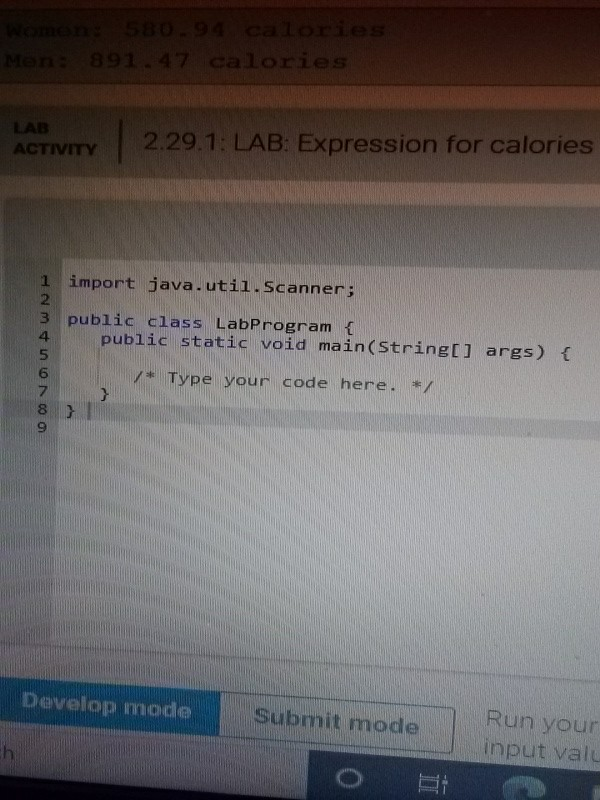 Solved lab: expression for calories burned during | Chegg.com