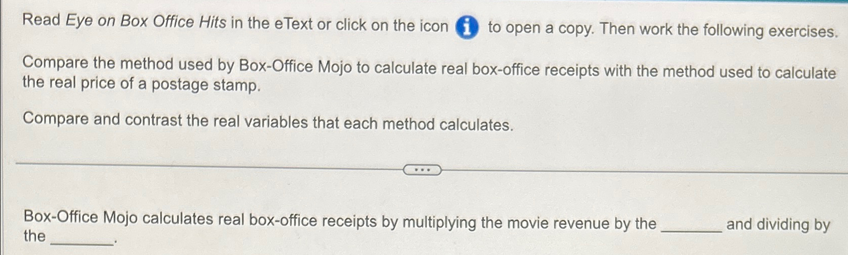 Solved Read Eye on Box Office Hits in the eText or click on | Chegg.com