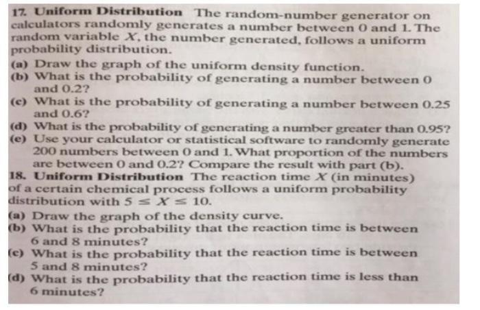 Solved 17. Uniform Distribution The random-number generator | Chegg.com