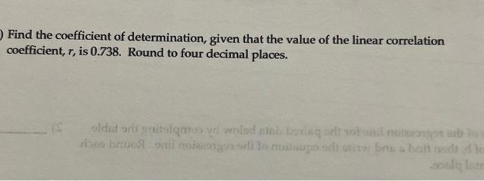 Solved Find The Coefficient Of Determination Given That The