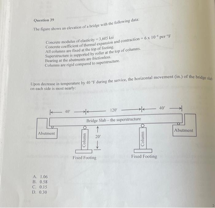 Concrete modulus of elasticity =3,605ksi Conerete | Chegg.com