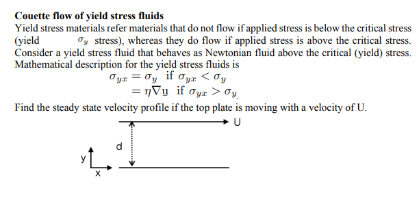 Solved Couette flow of yield stress fluidsYield stress | Chegg.com