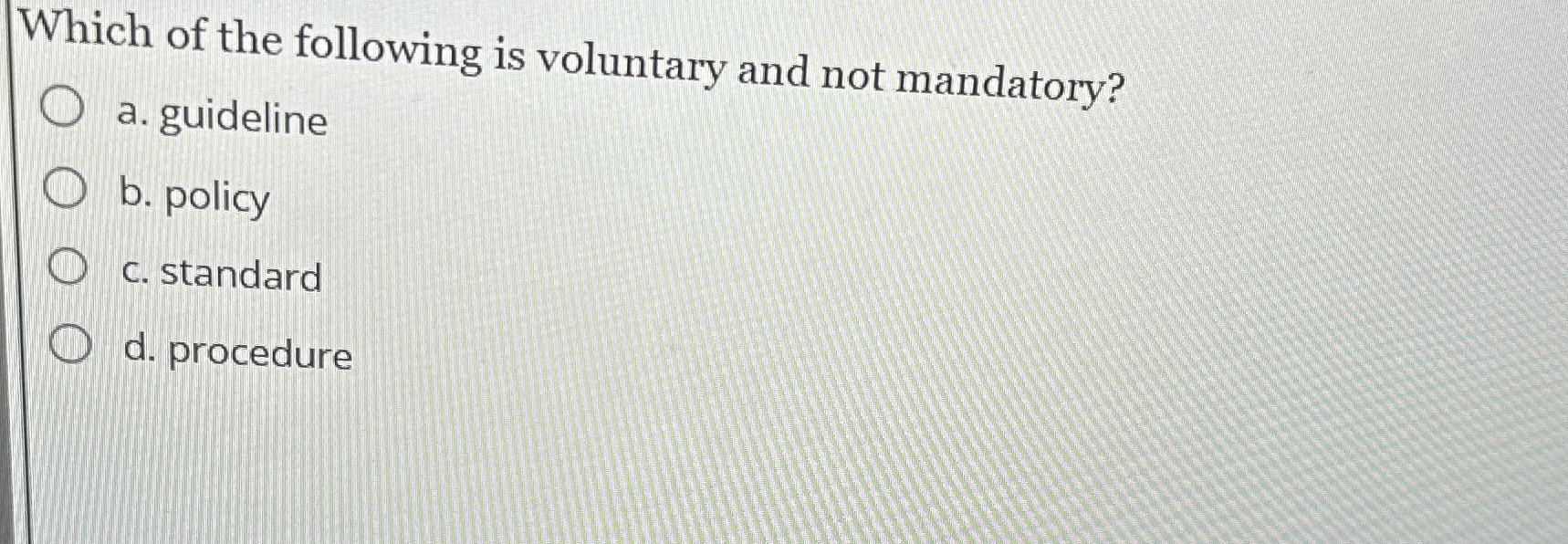 Solved Which of the following is voluntary and not | Chegg.com