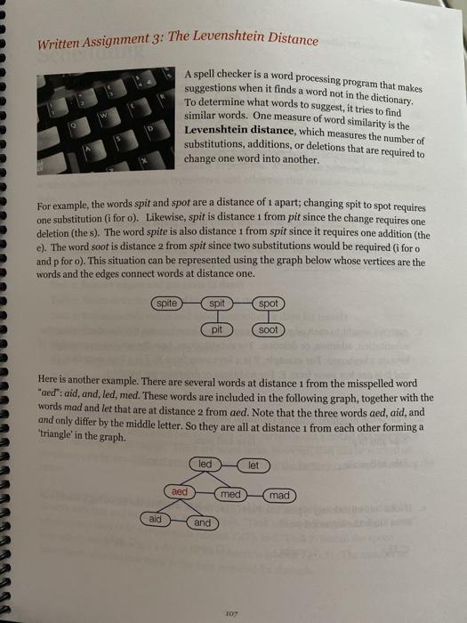 Solved Written Assignment 3: The Levenshtein Distance A | Chegg.com
