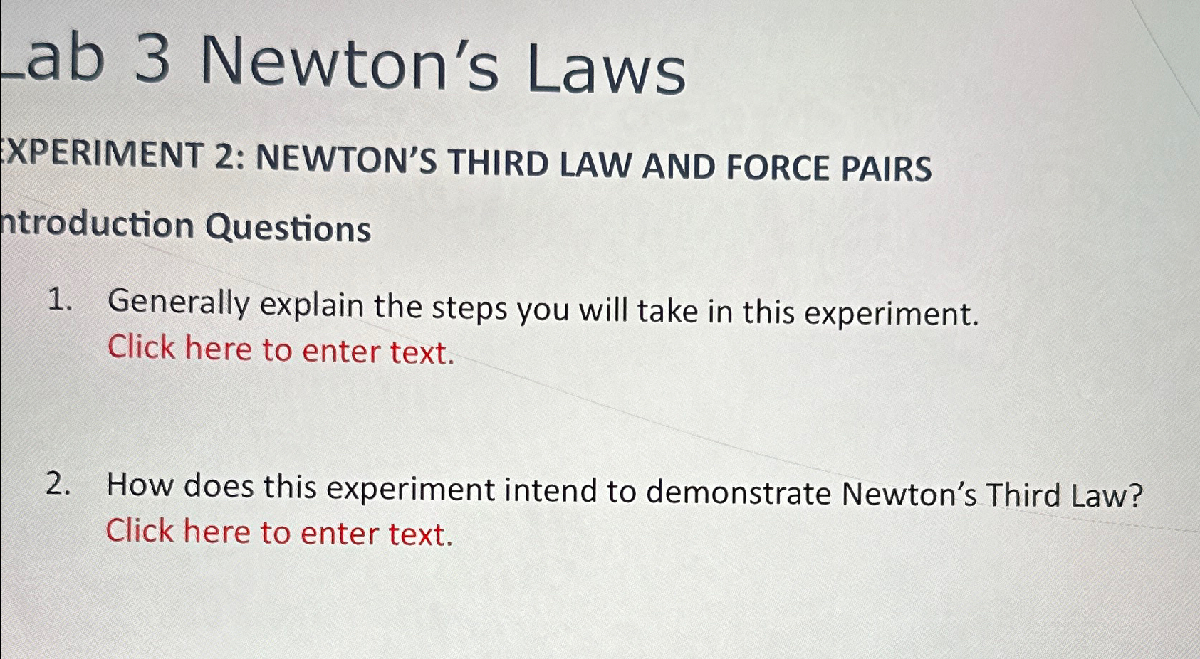 Solved ab 3 ﻿Newton's LawsXPERIMENT 2: NEWTON'S THIRD LAW | Chegg.com