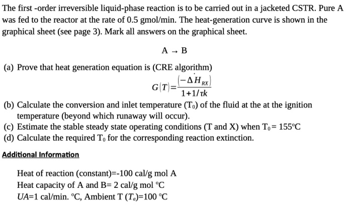 Solved The first -order irreversible liquid-phase reaction | Chegg.com