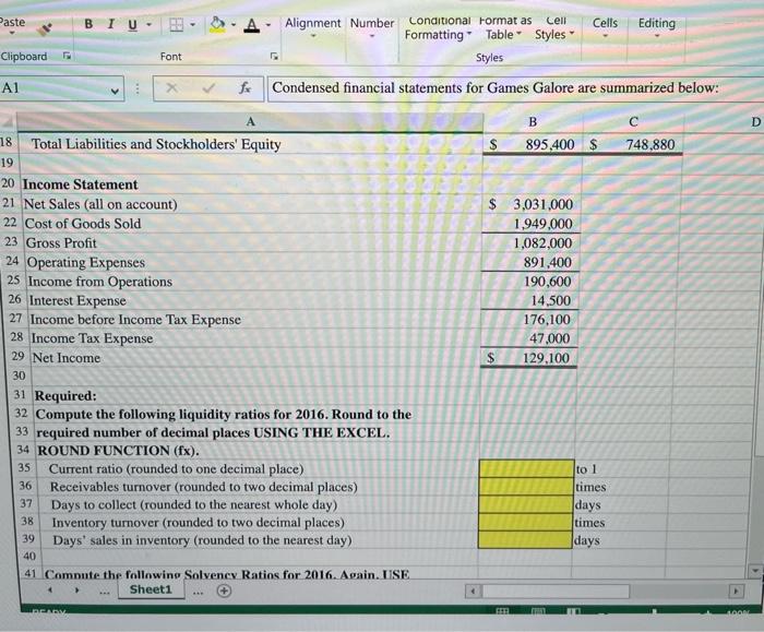 Solved Paste > BIU. Conditional Format as Cell Cells | Chegg.com