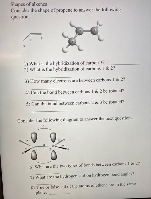 Solved Shapes of alkenes Consider the shape of propene to | Chegg.com