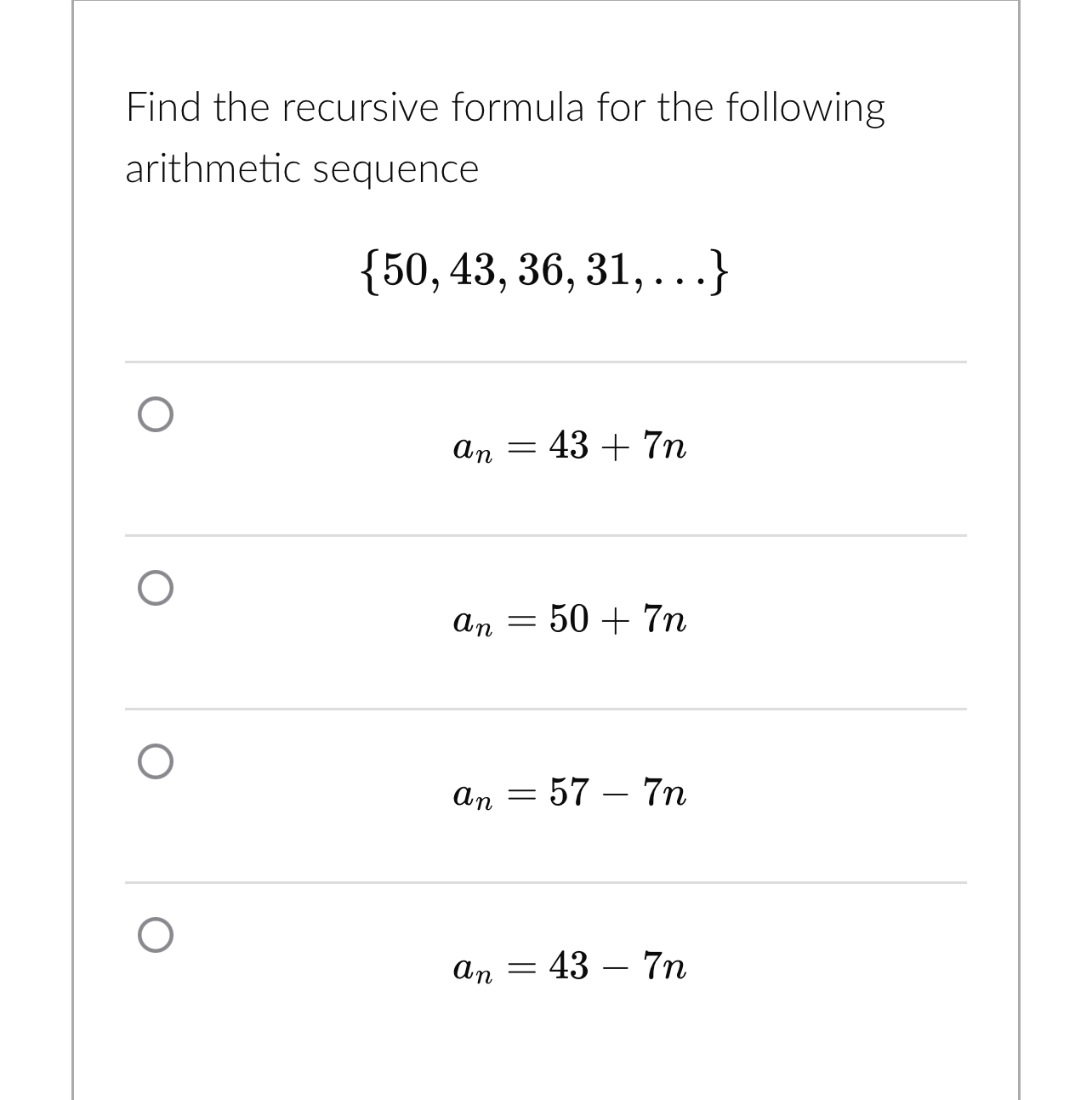 Solved Find the recursive formula for the following | Chegg.com