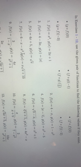 Solved In Exercises 1 - 12, use the given pair of functions | Chegg.com
