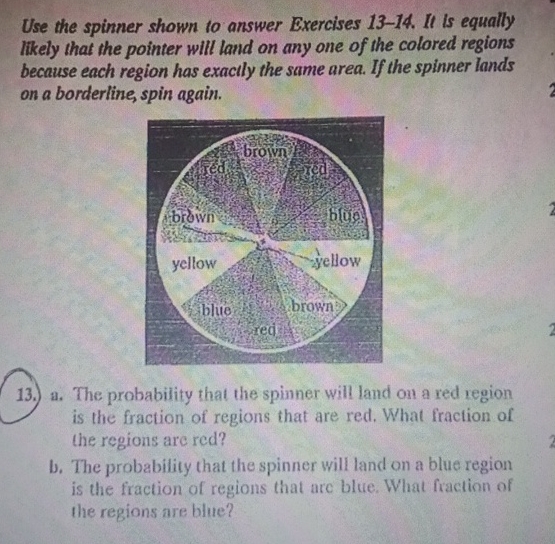 Solved Use the spinner shown to answer Exercises 13-14. ﻿It | Chegg.com