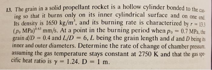 13. The grain in a solid propellant rocket is a | Chegg.com