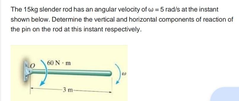 Solved The 15 kg slender rod has an angular velocity of | Chegg.com