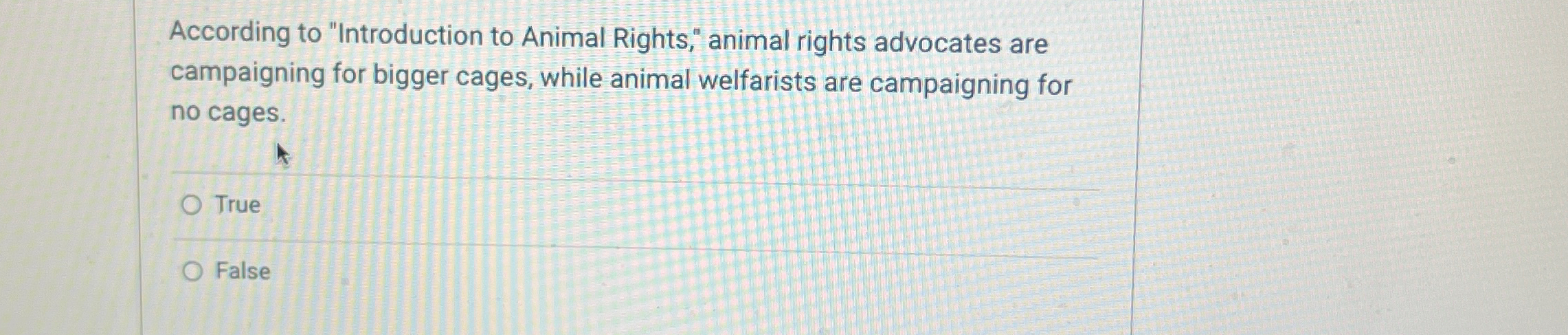 Solved According to "Introduction to Animal Rights," animal | Chegg.com