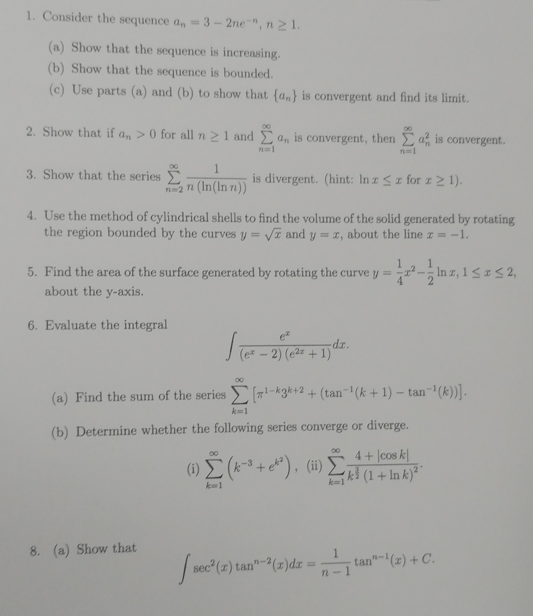 Solved Consider the sequence an=3-2ne-n,n≥1.(a) ﻿Show that | Chegg.com