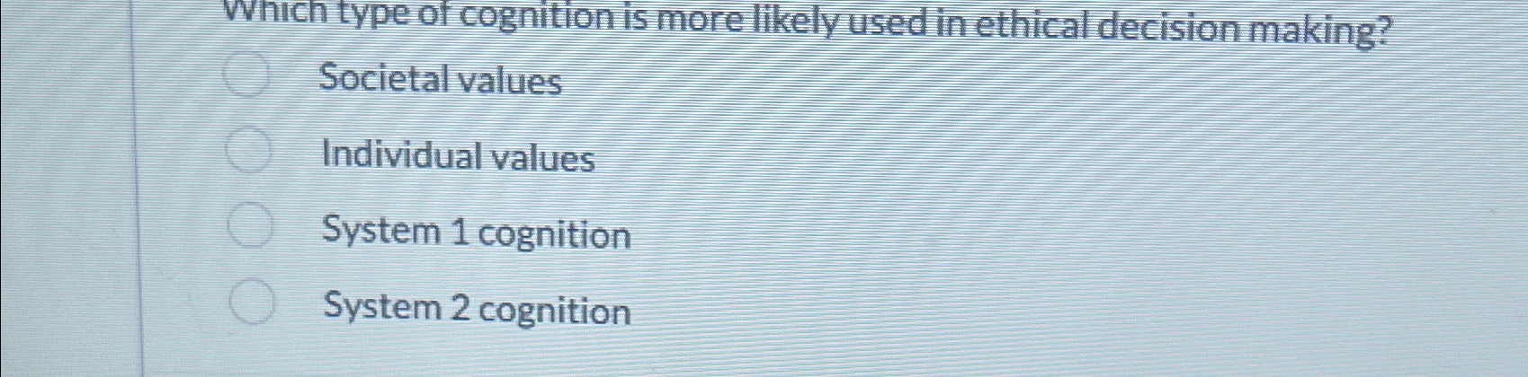 Solved Which type of cognition is more likely used in | Chegg.com
