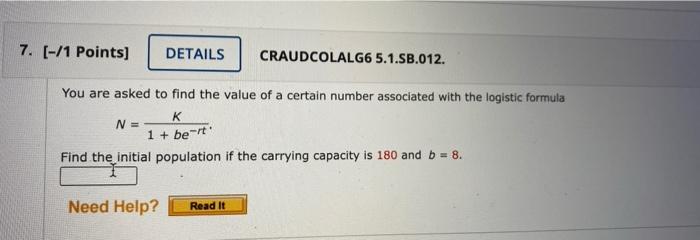 Solved 7. [-/1 Points) DETAILS CRAUDCOLALG6 5.1.SB.012. You | Chegg.com Solved 7. [-/1 Points) DETAILS CRAUDCOLALG6 5.1.SB.012. You | Chegg.com