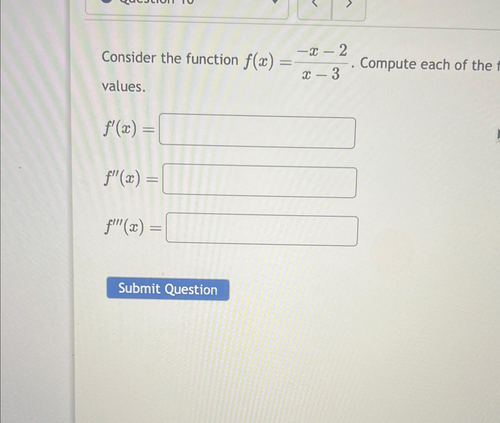 Solved Consider the function f(x)=-x-2x-3. ﻿Compute each of | Chegg.com