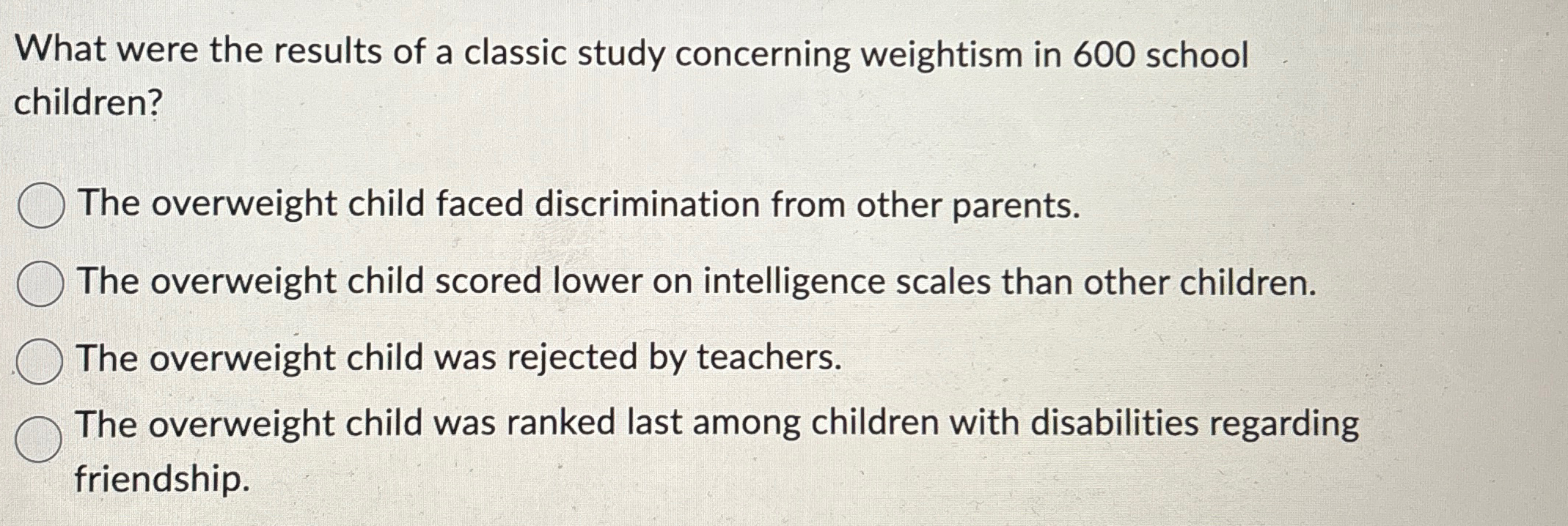 Solved What were the results of a classic study concerning | Chegg.com
